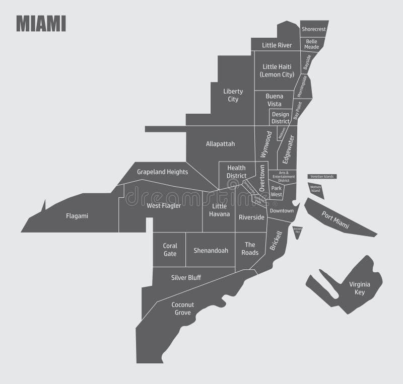 Miami Map Neighborhood Stock Illustrations – 22 Miami Map Neighborhood ...
