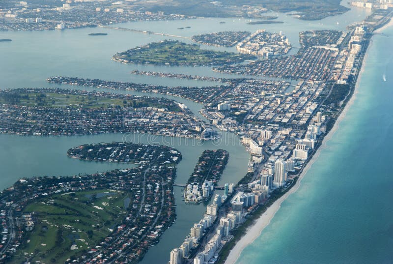 Miami Aerial View stock photo. Image of ocean, town, residential - 82734406