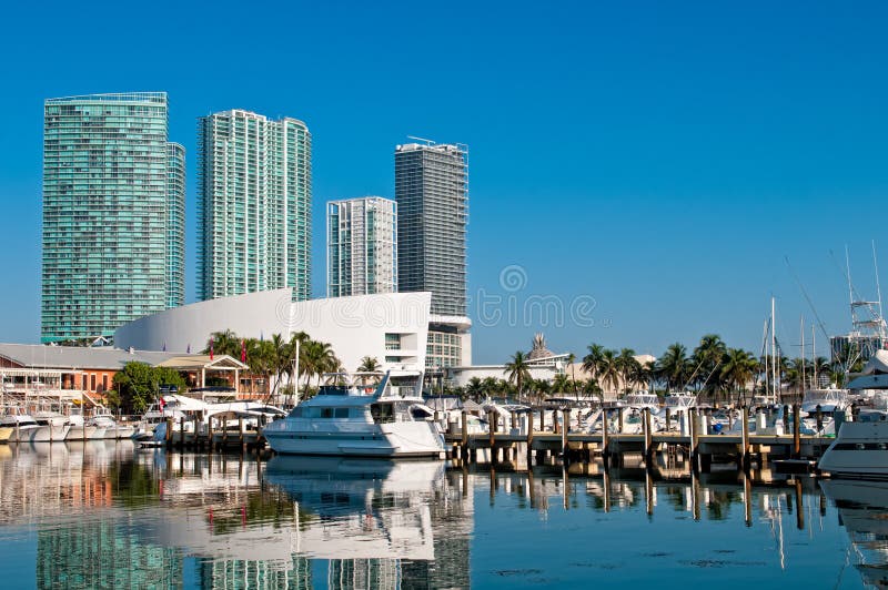 Miami Bayside Marina stock image. Image of blue, ocean - 16478847