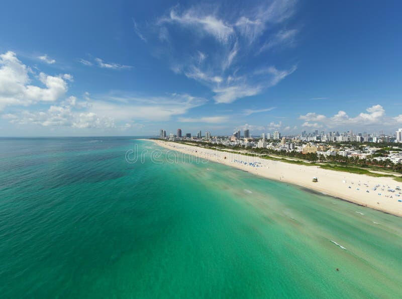 Miami Beach Aerial Over Ocean View of City Editorial Photo - Image of ...