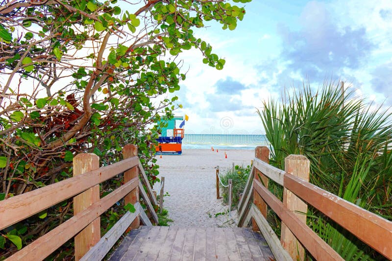 Miami Beach boardwalk stock image. Image of ocean, miami - 118361145