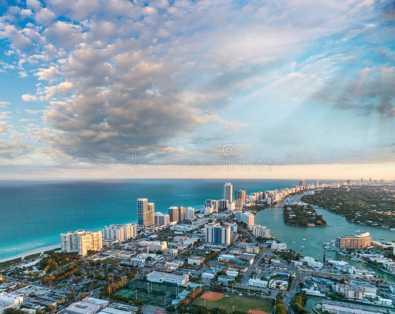Miami Beach Coastline As Seen from the Air Stock Image - Image of ...
