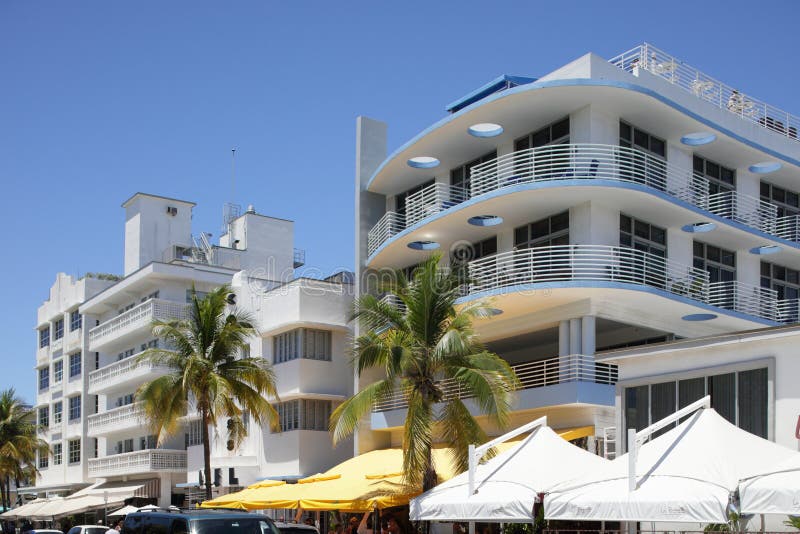 Miami Beach deco scene stock image. Image of palm, deco - 55623965