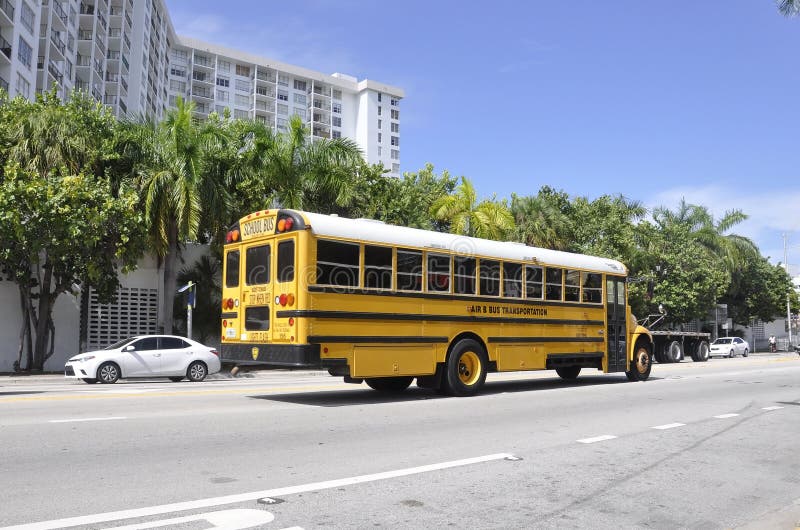 Miami Beach FL,August 09th: School Bus Downtown Miami Beach in Florida ...