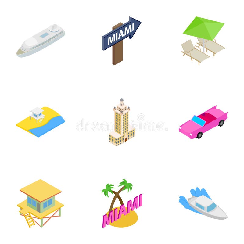 Miami on Map of Florida Icon, Isometric 3d Style Stock Vector ...