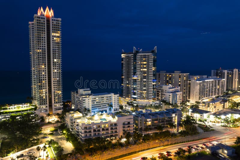 Miami Beach, Florida North Beach Skyline at Night Editorial Stock Photo ...
