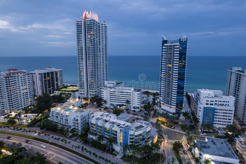 Miami Beach, Florida North Beach Skyline at Sundown Editorial ...