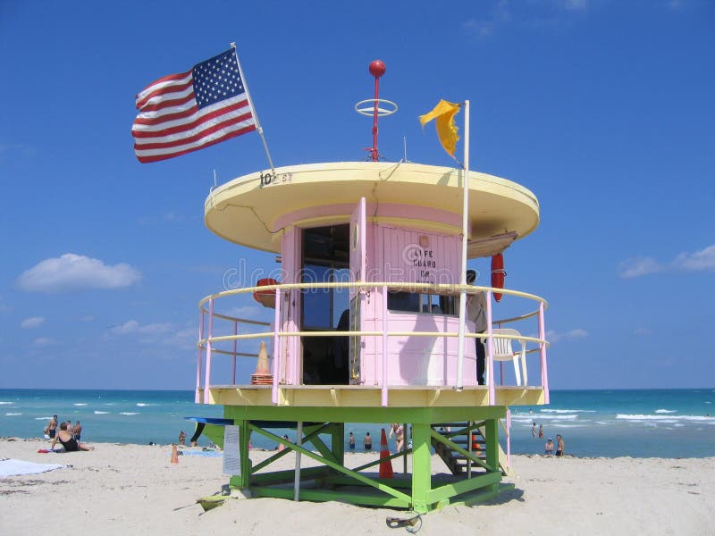 Miami Beach Florida Life Guard Stock Image - Image of marine, summer ...