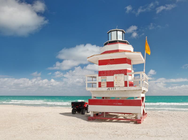 Miami Beach Florida, Lifeguard House Stock Photo - Image of modern ...