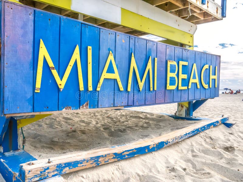 Miami Beach Sign stock photo. Image of bright, dining - 18389118