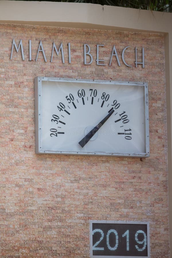 Miami Beach Iconic Landmark Thermometer Clock Stock Photo - Image of ...