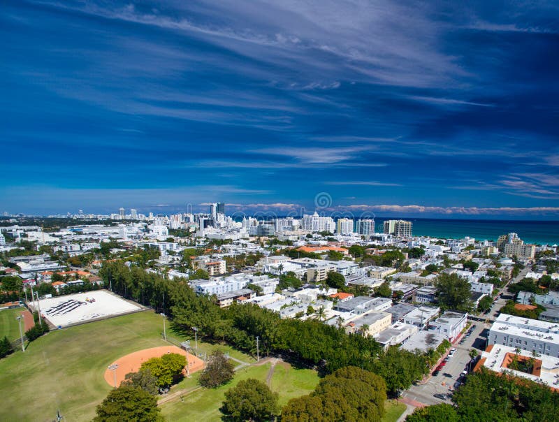 Miami Beach Skyline on a Beautiful Sunny Day, Florida Stock Photo ...