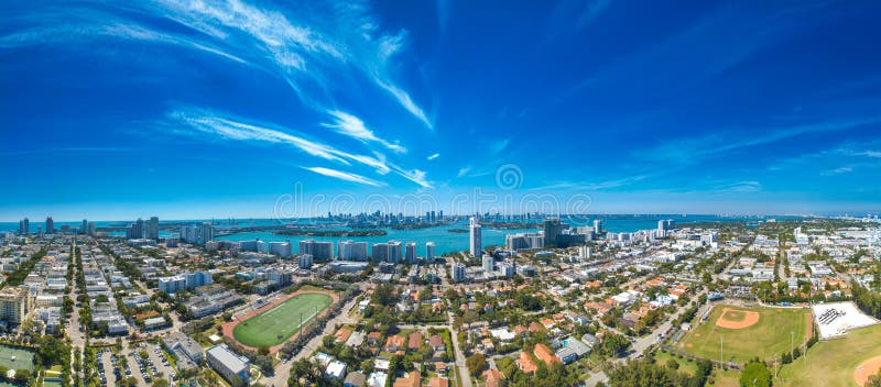 Miami Beach Skyline on a Beautiful Sunny Day, Florida Stock Photo ...