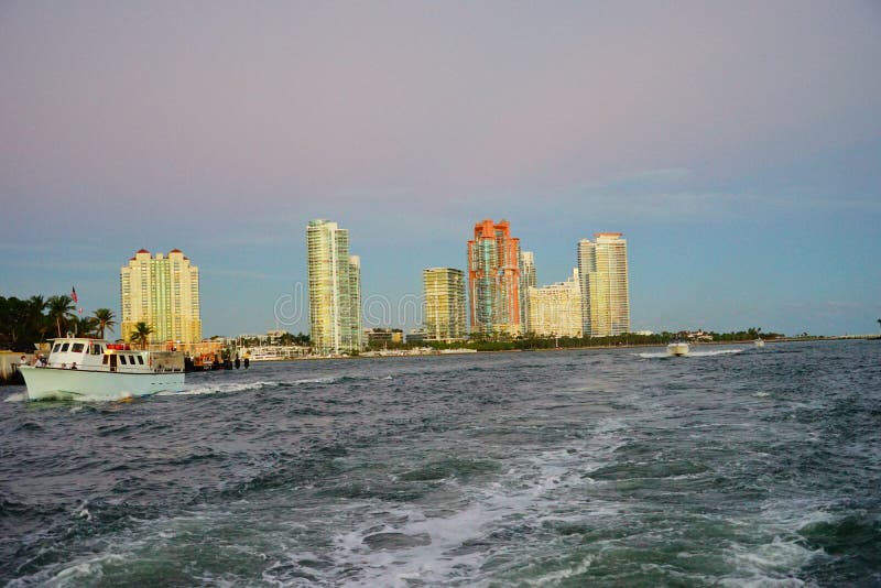 Miami beach sunset stock photo. Image of bright, district - 105131116