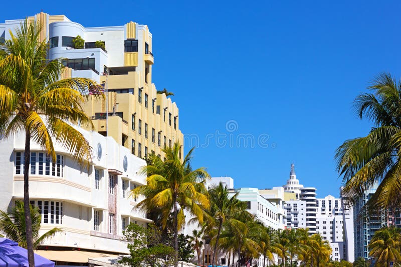 Miami Beach street view. stock image. Image of view, street - 41077967