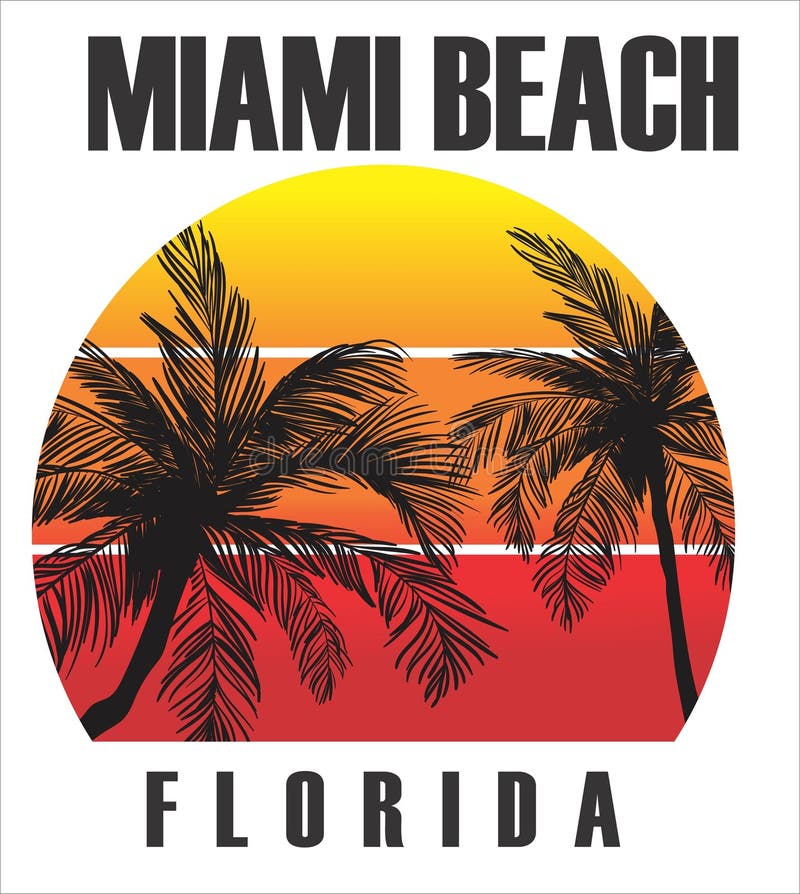Miami Beach Sun Set Print Vector Art Stock Vector - Illustration of ...