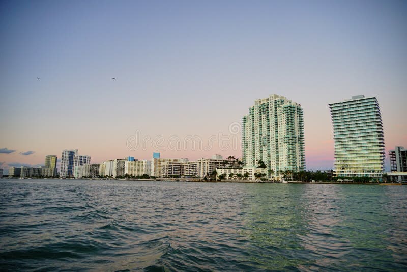 Miami beach sunset stock photo. Image of hotel, city - 105130878