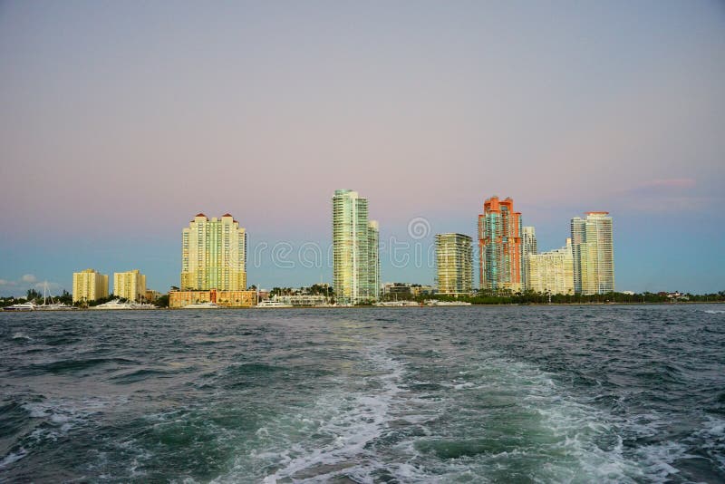 Miami beach sunset stock image. Image of downtown, americas - 105131037