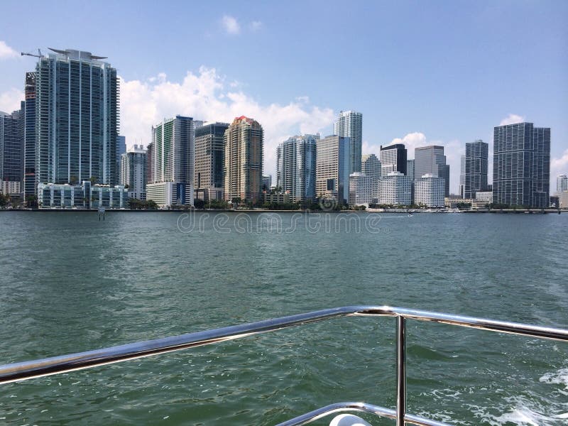 Miami boat stock image. Image of boat, yacht, skyline - 114946519