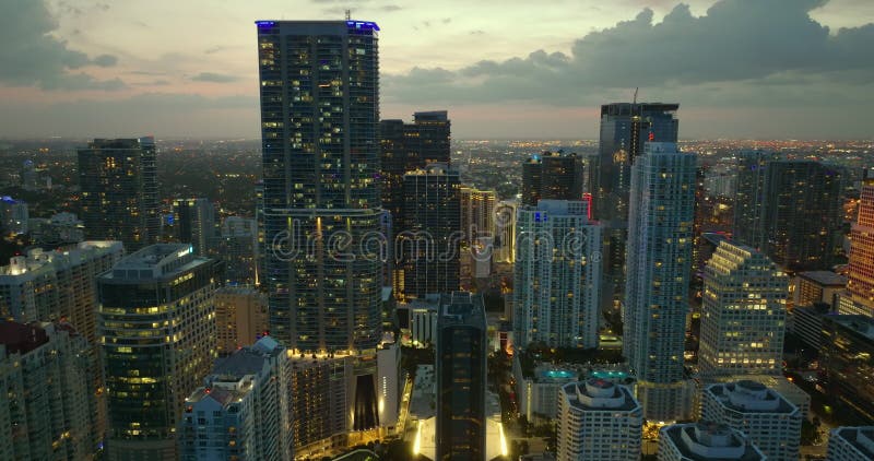 Miami Brickell in Florida, USA. Night Cityscape of Brightly Illuminated ... Miami Brickell in Florida, USA. Night Cityscape of Brightly Illuminated ...