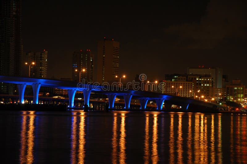 Night-time Blue Art Deco Hotel in South Beach Stock Photo - Image of ...