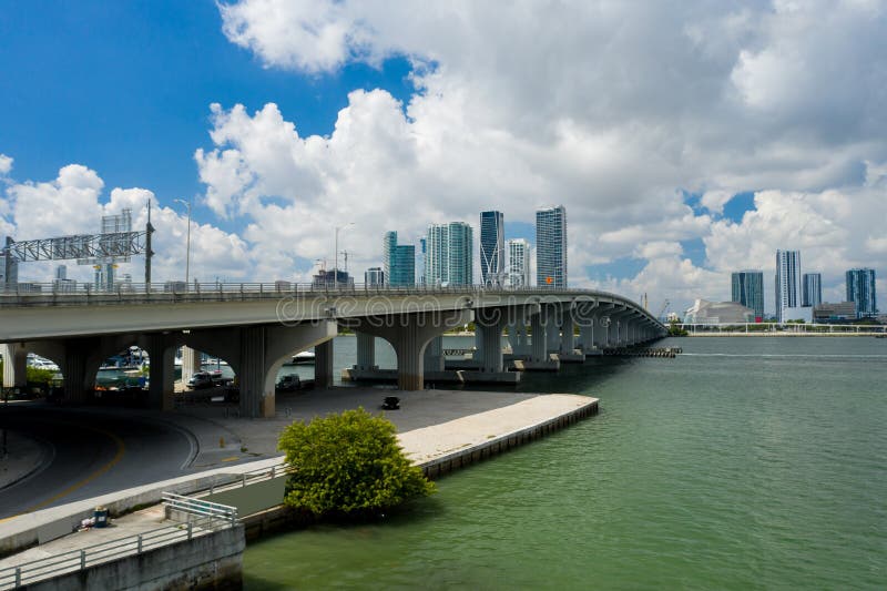 Miami Bridge Over the River in Brickell Stock Photo - Image of downtown ...