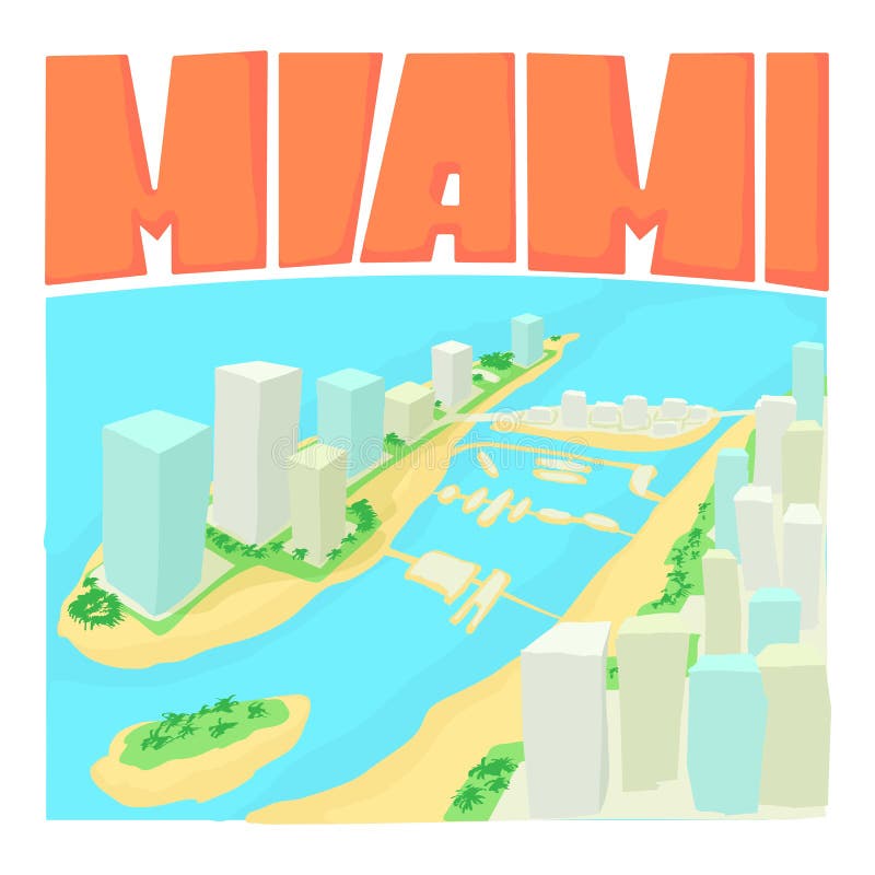 Miami Concept Banner, Isometric Style Stock Vector - Illustration of ...