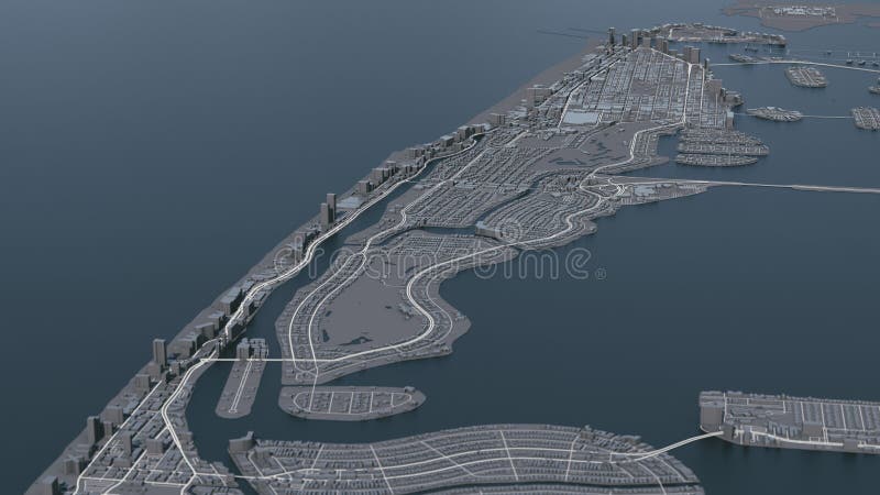 Miami city 3d map. stock illustration. Illustration of satellite ...