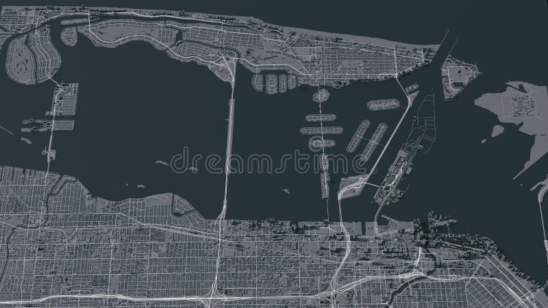 Miami city 3d map. stock illustration. Illustration of aerial - 194479388