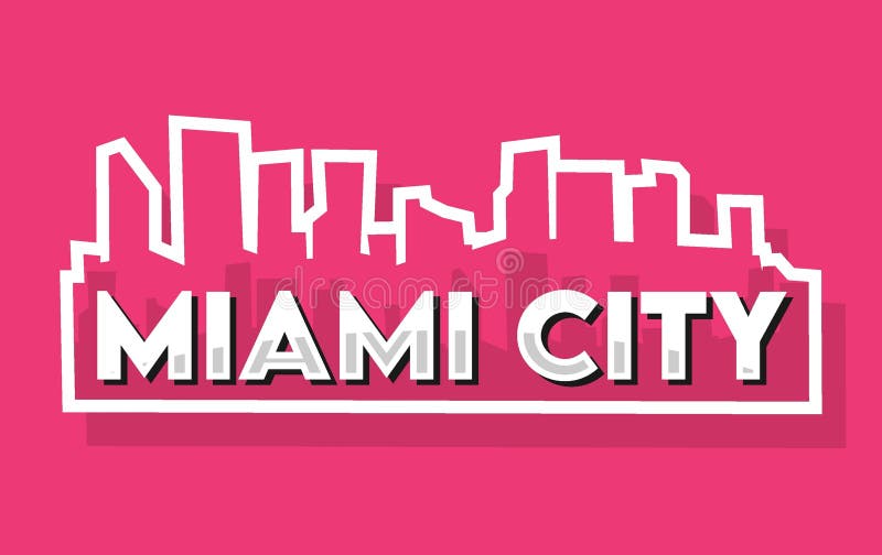 Miami City Florida with Beautiful View Stock Vector - Illustration of ...
