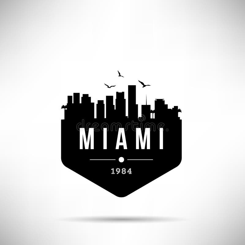 Miami Skyline with Typography Design Stock Illustration - Illustration ...