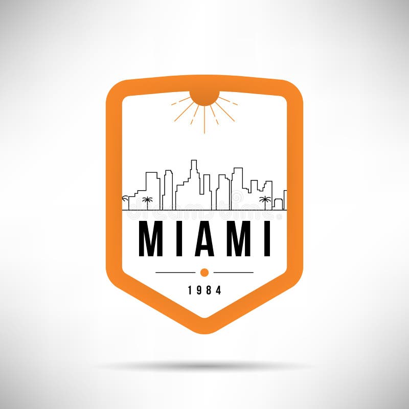 Miami Skyline with Typography Design Stock Illustration - Illustration ...