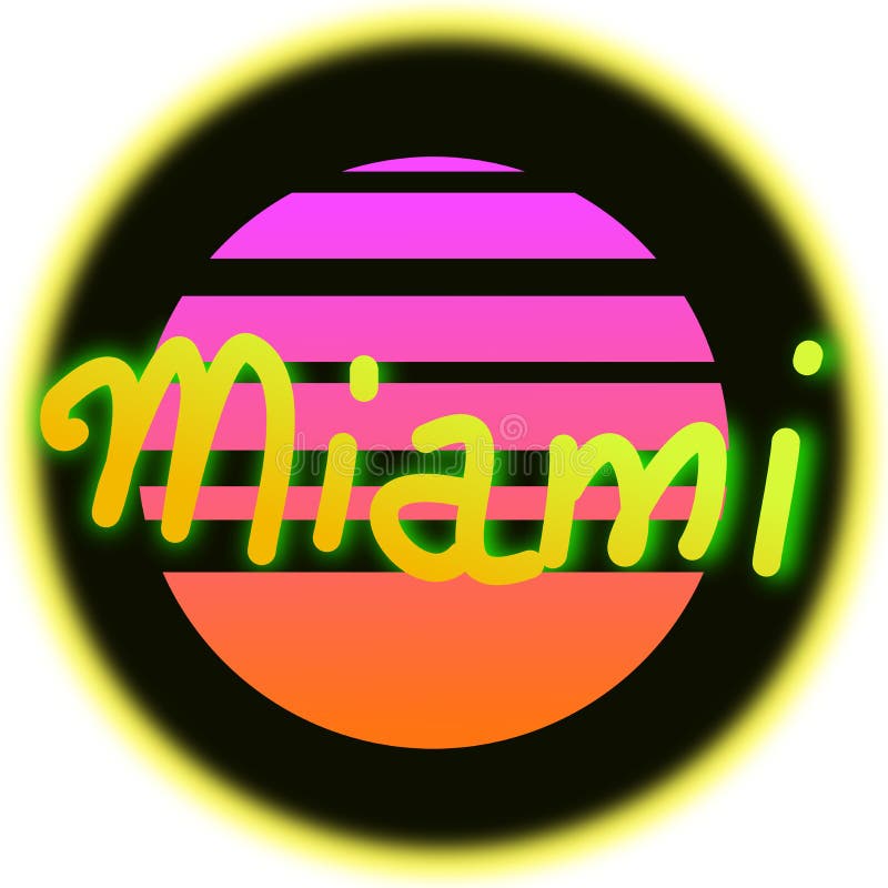 Miami City Retro Style Icon Stock Vector - Illustration of drawing ...