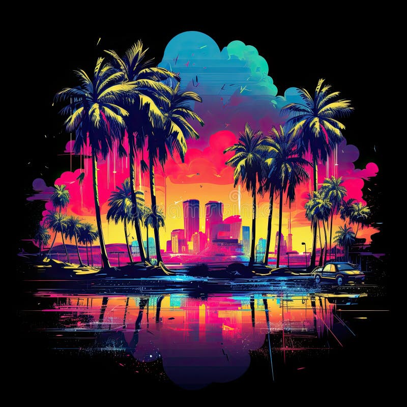 Miami Clip Art or T-Shirt Design Stock Illustration - Illustration of ...