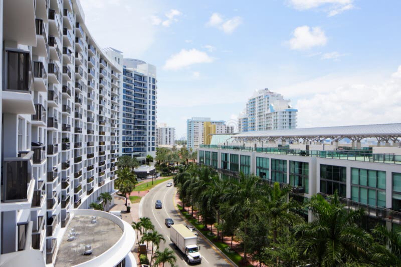Miami Collins Avenue stock image. Image of design, truck - 55963317