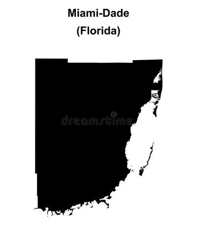 Miami-Dade outline map stock vector. Illustration of vector - 357889645