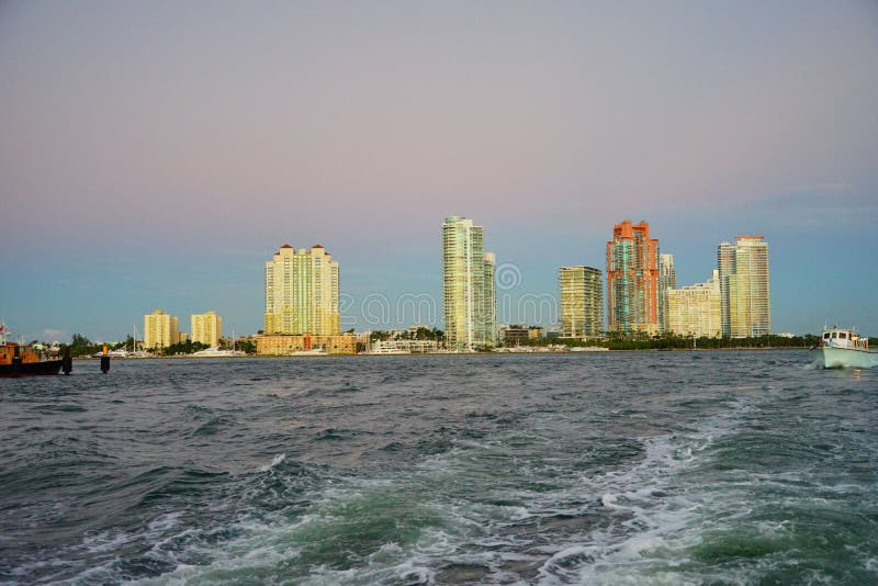 Miami sun set stock image. Image of architecture, illuminated - 105131015