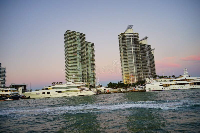 Miami Downtown Building and Harbor Editorial Stock Photo - Image of ...