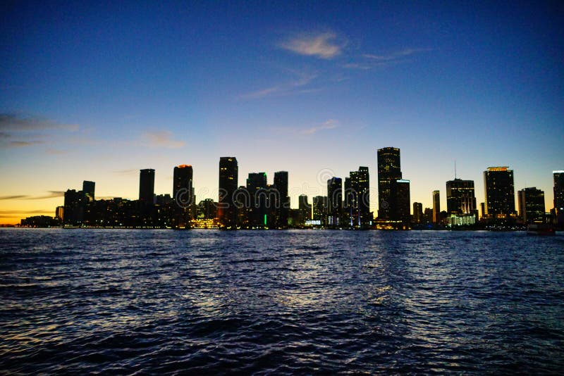 Miami sun set stock image. Image of financial, city - 105131703