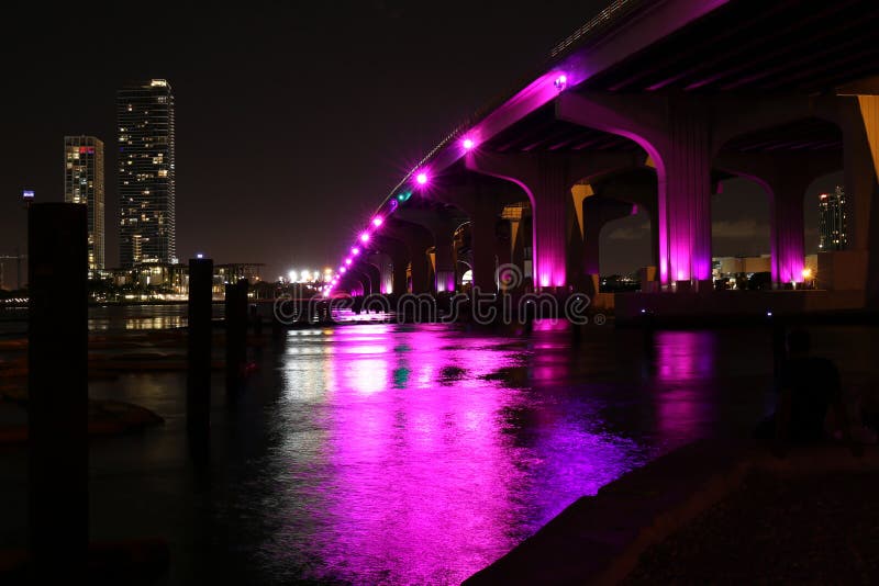 Miami Downtown Night View. Florida. USA. Stock Image - Image of florida ...
