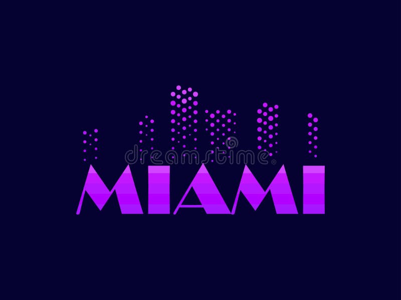 Miami, Emblem in the Style of the 80s. Points Symbolize the Skyscrapers ...