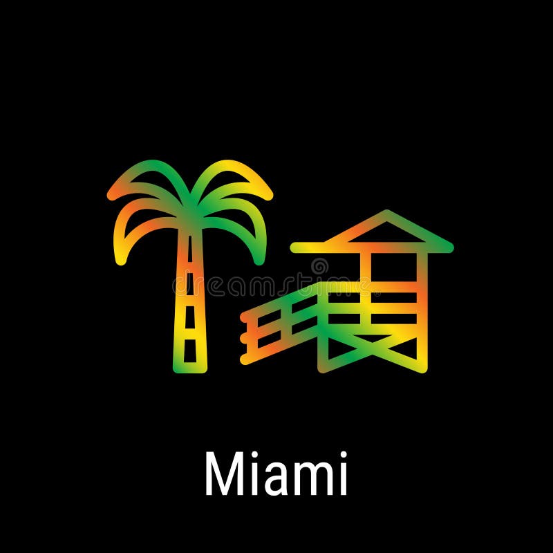 Miami Estados Unidos Vector Línea Icono Ilustración del Vector ...