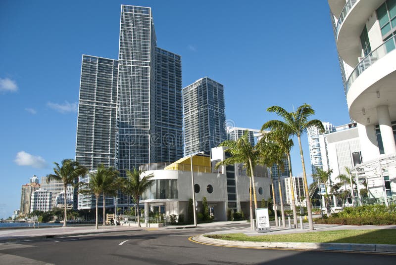 Downtown Miami Skyline stock image. Image of horizontal - 12052287