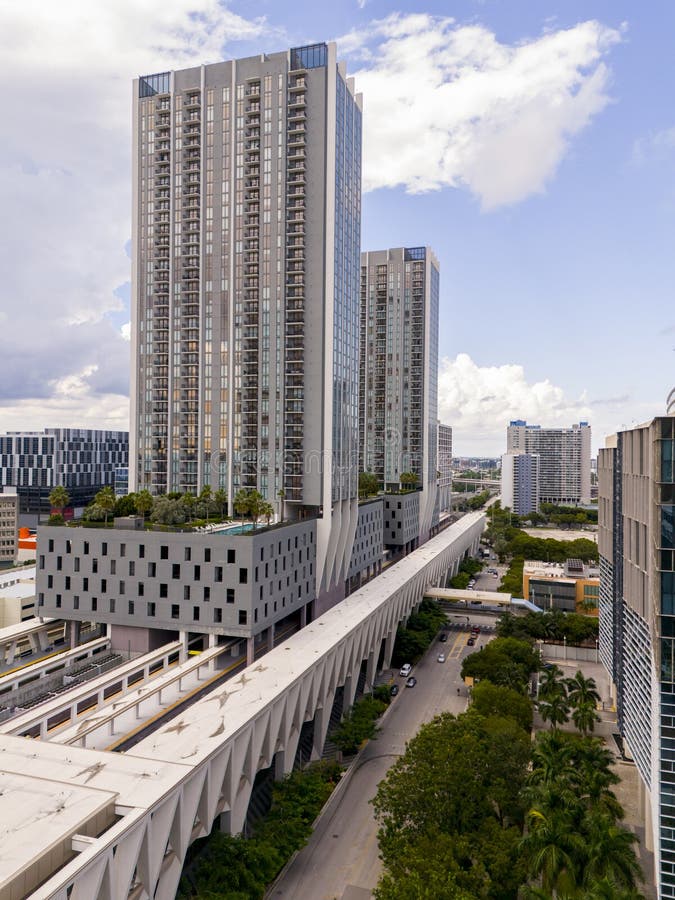 Miami Florida Buildings and Railroad Platform Editorial Photography ...