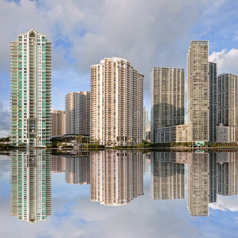 Miami Florida Buildings Reflections Stock Photo - Image of outdoors ...