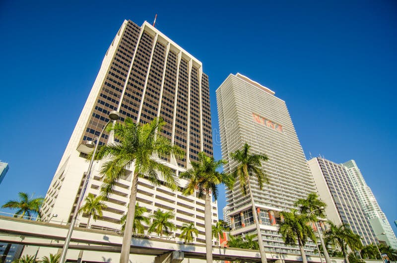 Miami Florida City Skyline and Streets Stock Image - Image of ...