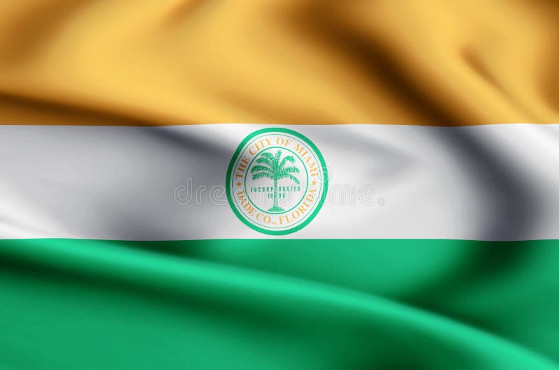 Closeup of Miami City Flag stock illustration. Illustration of blowing ...