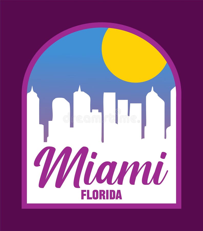 Miami Florida with Head Tree Silhouette Stock Vector - Illustration of ...