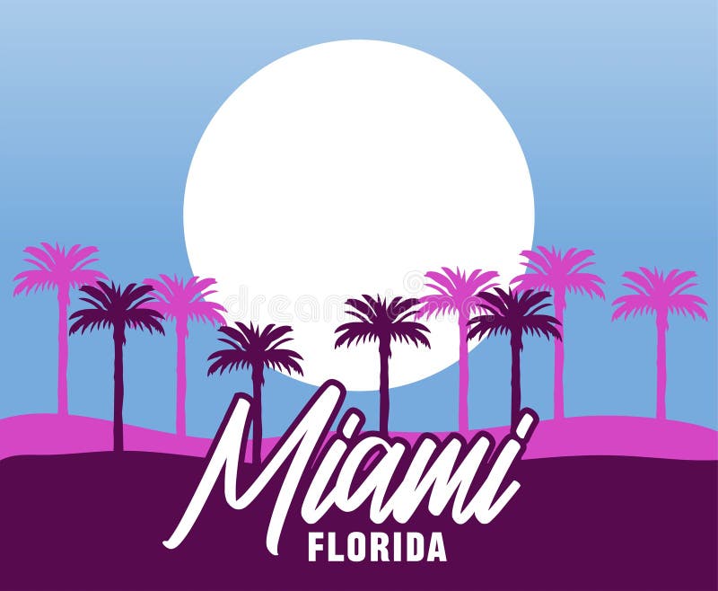 Miami Florida with Head Tree Silhouette Stock Vector - Illustration of ...