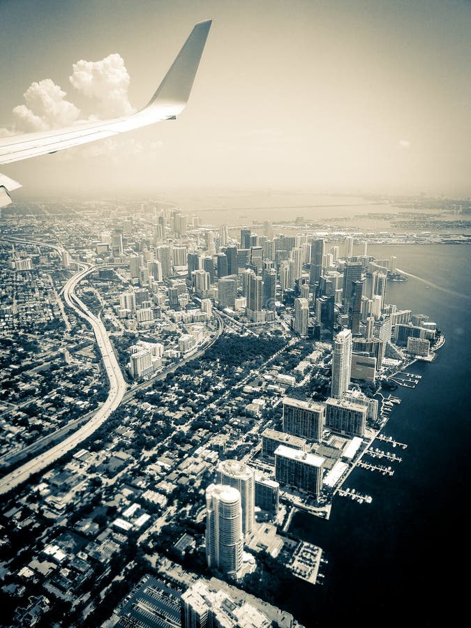 View from the Air of Miami Beach, Florida. Editorial Photography ...